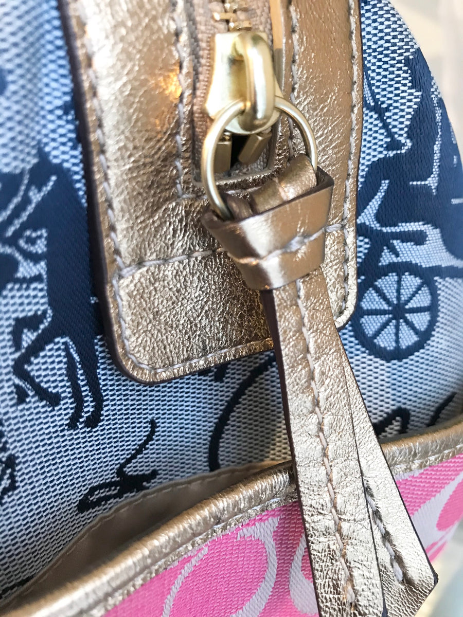 COACH Patchwork Canvas Leather Bowling Tote – Susannah Designer Consignment